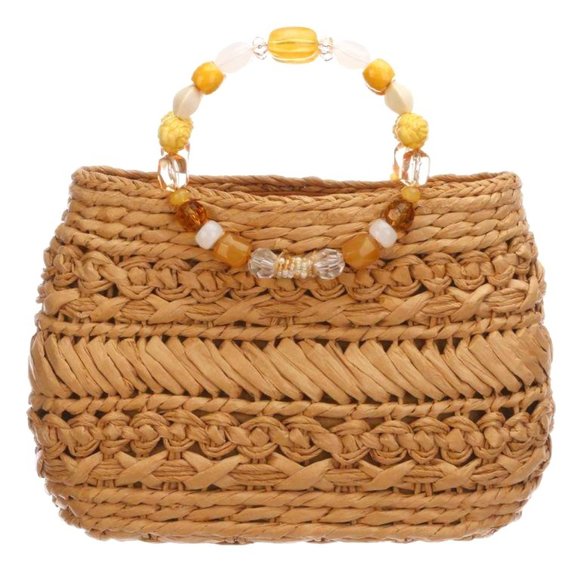 Cappelli Straworld | Bags | Womens Nwt Hand Beaded Straw Satchel Shades ...